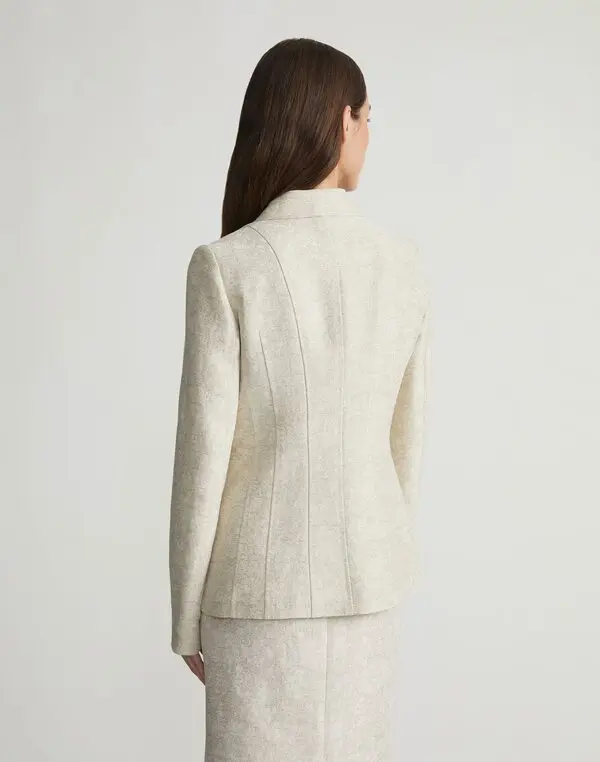 Lafayette 148 New York Textured Jacquard Cotton-linen Three Pocket Jacket