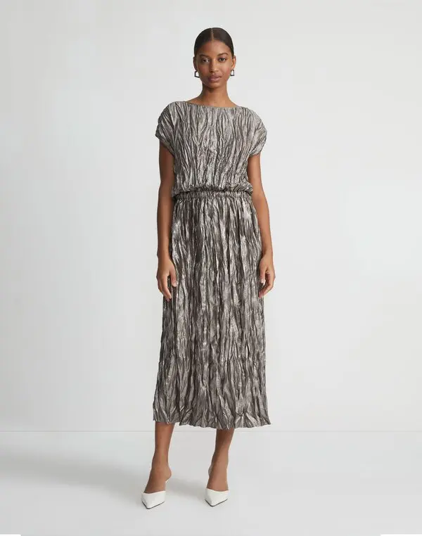grey blouson dress Adrianna Papell Beaded Chiffon Blouson Gown - Gunmetal main image 0