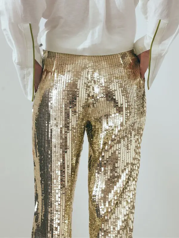 ATELIER Celia Sequin Wide Leg Trousers