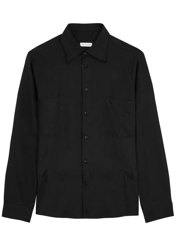GUSARI Utility Linen Shirt - Black