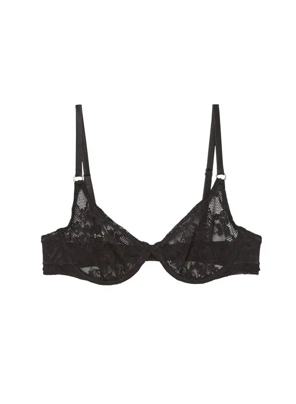 Fleur Du Mal Le Stretch Lace Demi Bra - Black