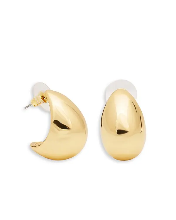 KENNETH JAY LANE Dome J Hoop Earrings - Gold