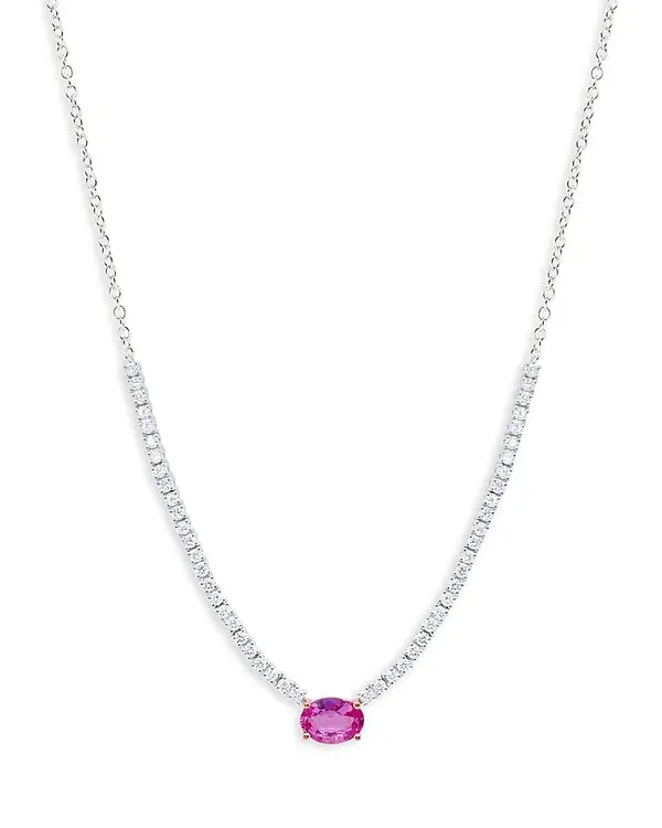 Meira T 14k White Gold Pink Sapphire & Diamond Necklace - Pink/white