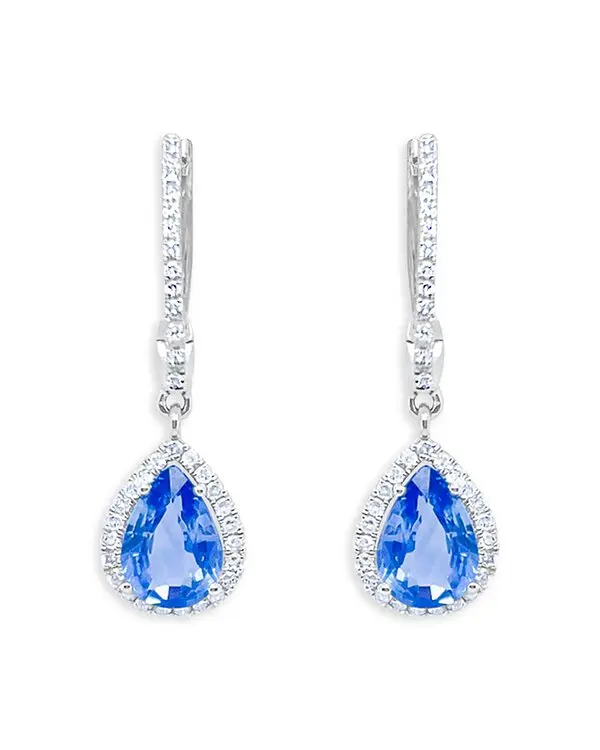 Meira T 14k White Gold Sapphire And Diamond Huggie Hoop Earrings - Blue/white