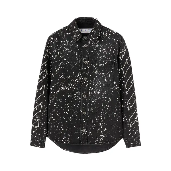 Off-White Diag Paint Denim Shirt /white - Black
