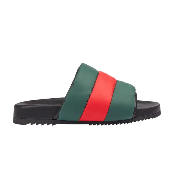 Gucci Padded Web Slides - Green