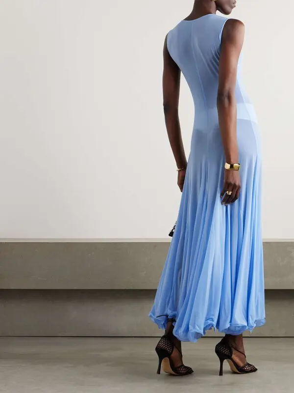 magda butrym pleated crepe maxi dress Magda Butrym Pleated Jersey Maxi Dress In Blue - 50% Off