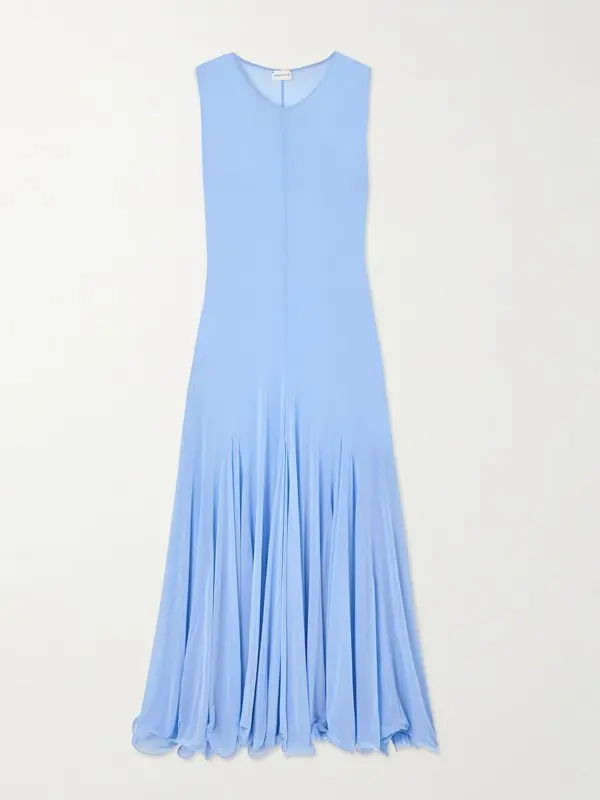 magda butrym pleated crepe maxi dress Magda Butrym Pleated Jersey Maxi Dress In Blue - 50% Off