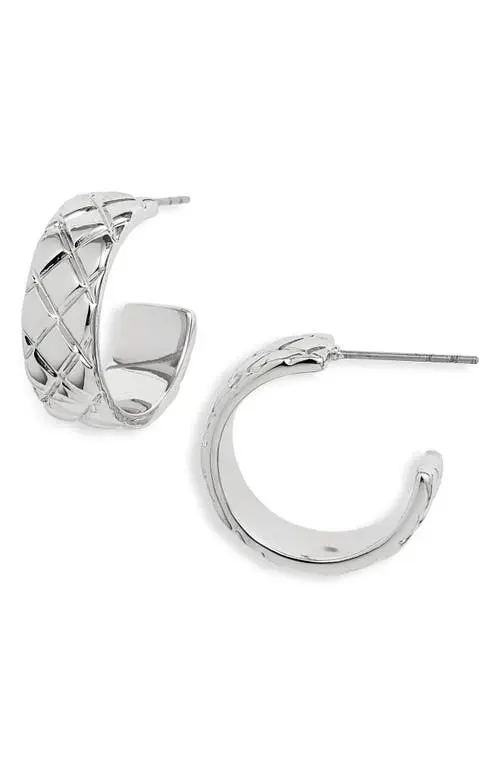 Nordstrom Quilted Hoop Earrings - Rhodium