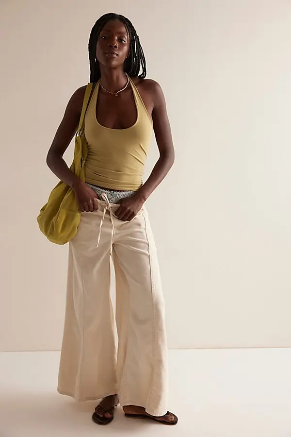 Free People Clean Lines Halter Cami - Whispering Willow