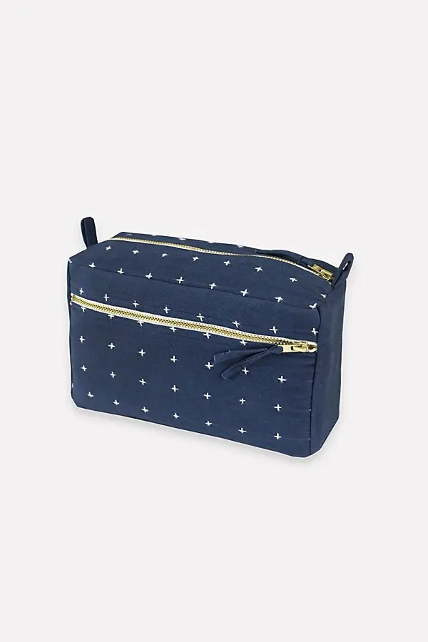 Anchal Hand-Embroidered Toiletry Bag Navy Editorialist