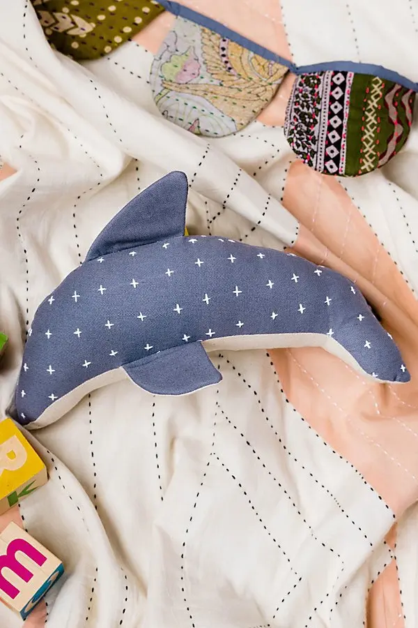 ANCHAL Kantha Handmade Stuffed Dolphin