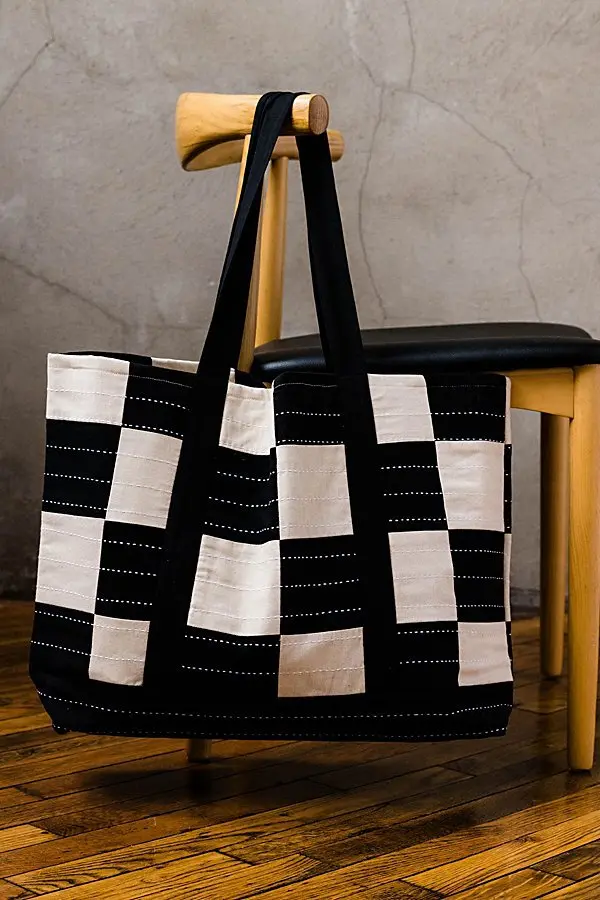 ANCHAL Checkered Tote - Charcoal