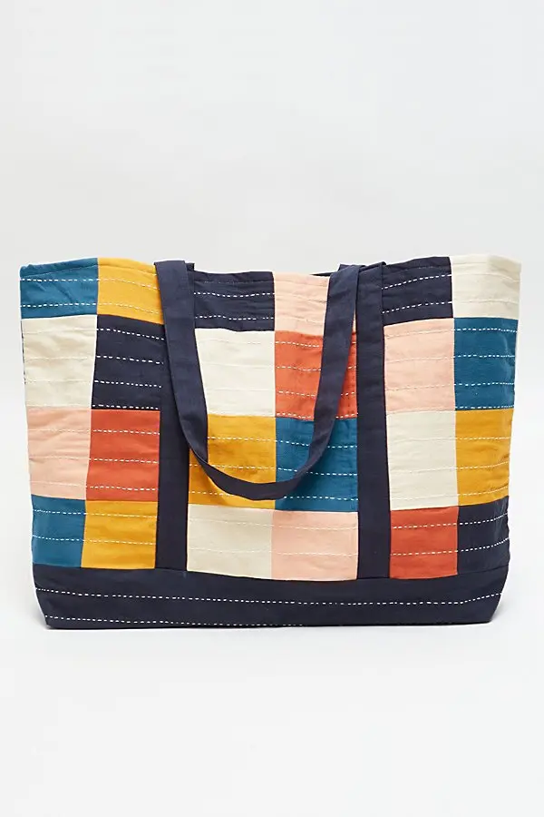ANCHAL Checkered Tote - Cobalt