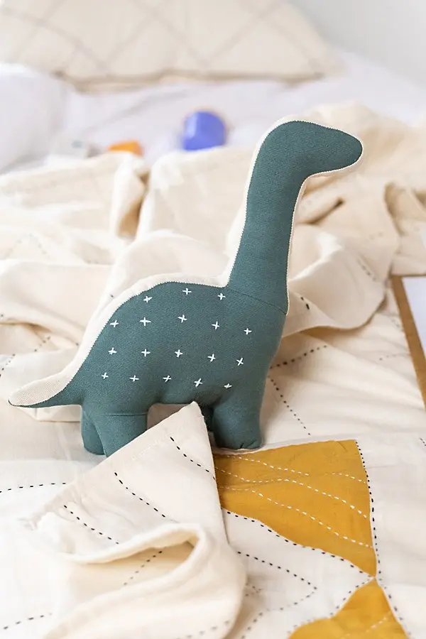 ANCHAL Kantha Handmade Stuffed Dinosaur - Spruce