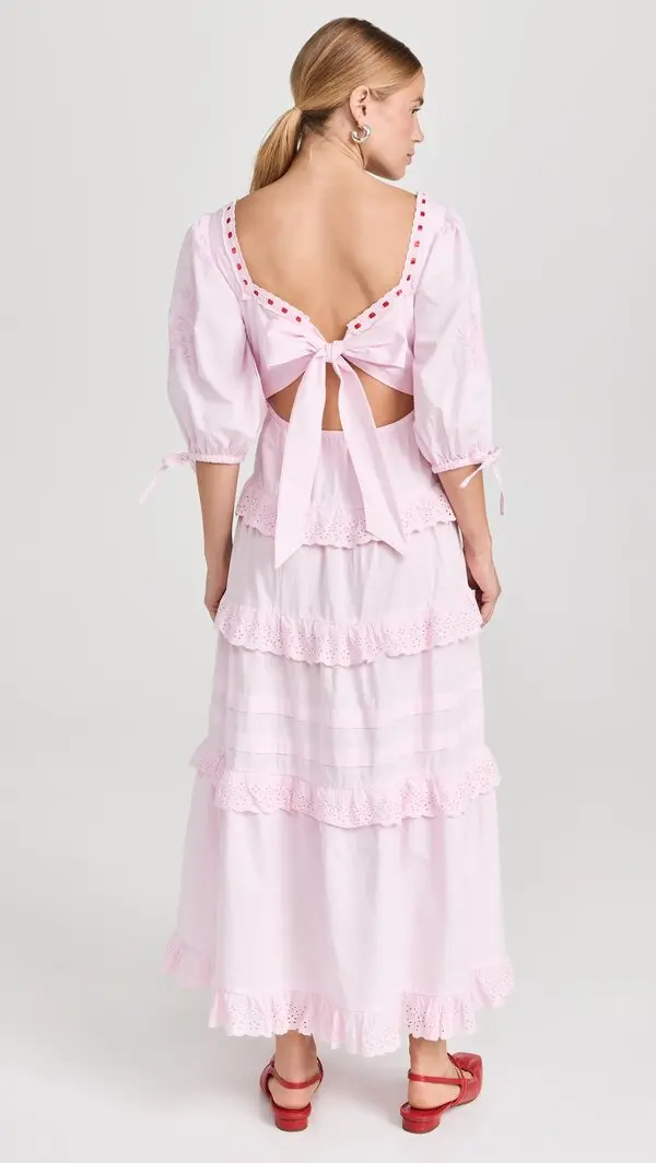 damson madder pink bow dress Damson Madder Rebecca Bow Back Dress In Pink - 60% Off