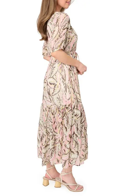 GIBSONLOOK Kira Drawstring Maxi Dress - Abstract Garden Floral