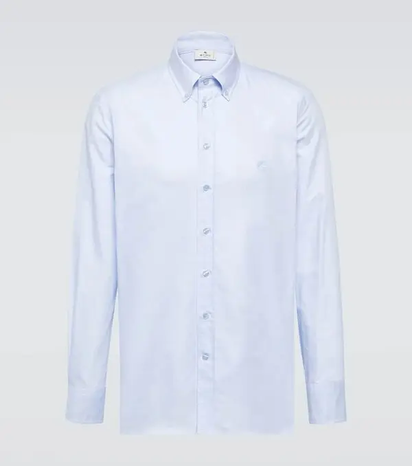 Etro Logo Cotton Oxford Shirt - Blue