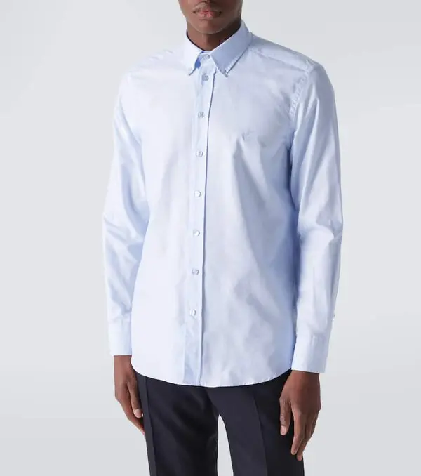 Etro Logo Cotton Oxford Shirt - Blue
