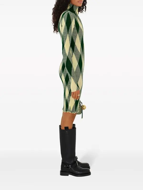 Burberry Argyle Ribbed-knit Dress - Green