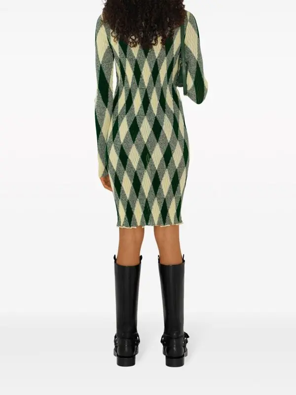 Burberry Argyle Ribbed-knit Dress - Green