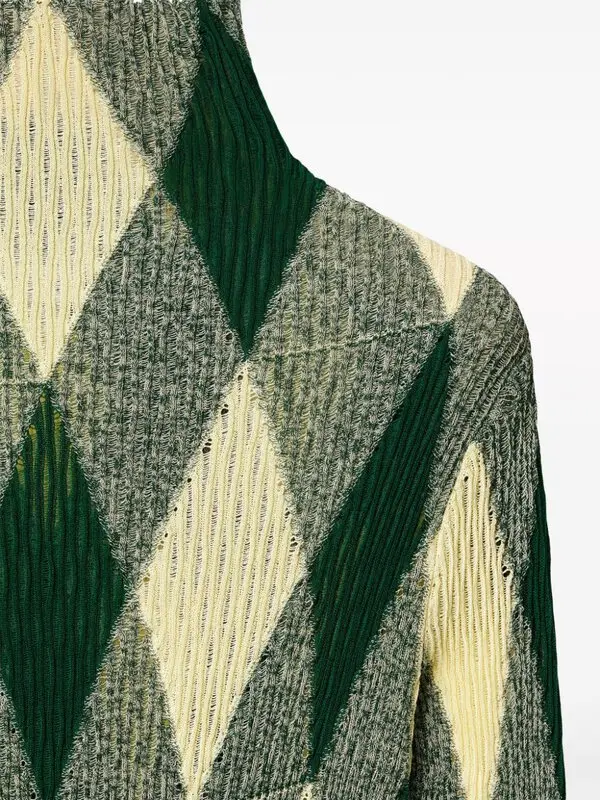 Burberry Argyle Ribbed-knit Dress - Green