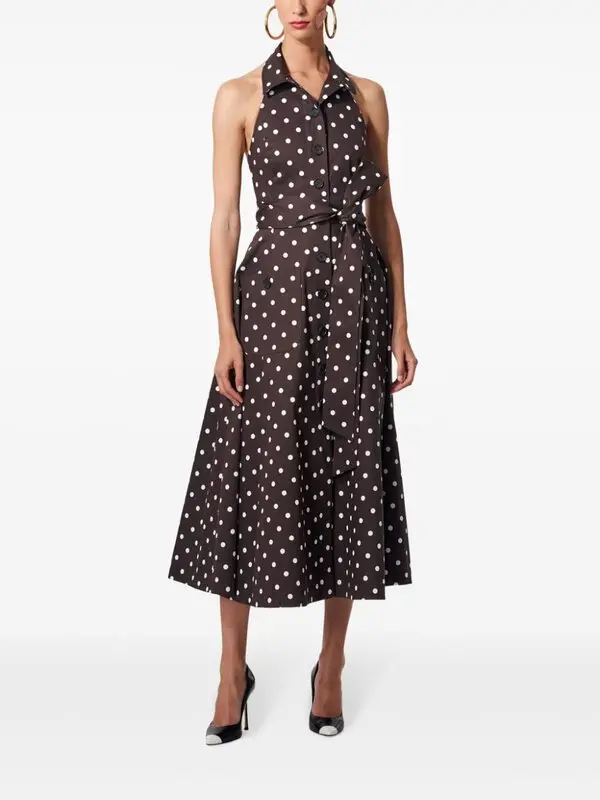 Carolina Herrera Polka-Dot Shirtdress In Brown 50% Off