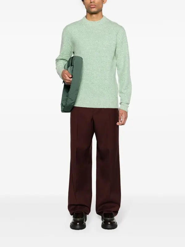 JIL SANDER Marl-knit Wool-blend Jumper - Green
