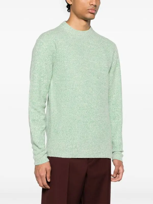JIL SANDER Marl-knit Wool-blend Jumper - Green