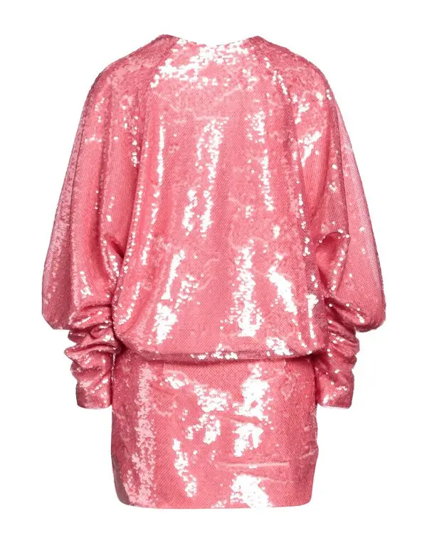 Attico Sequin V-neck Long Sleeve Mini Dress - Pink