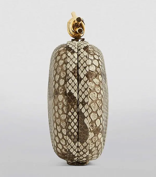 Bottega Veneta Knot Snakeskin Clutch - Gold