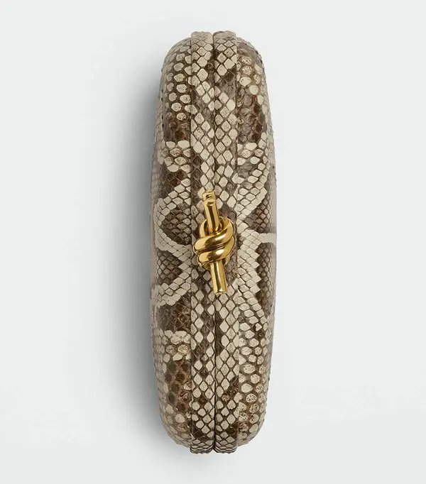 Bottega Veneta Knot Snakeskin Clutch - Gold