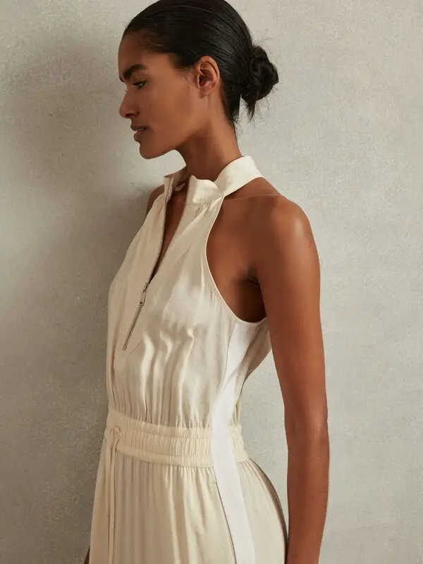REISS Taylor Drawstring Waist Tiered Midi Dress
