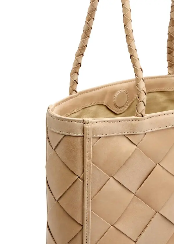 Bembien Le Tote Grande Woven Leather Tote In Caramel 50% Off