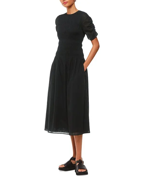 Whistles Avery Smocked Dress - Black