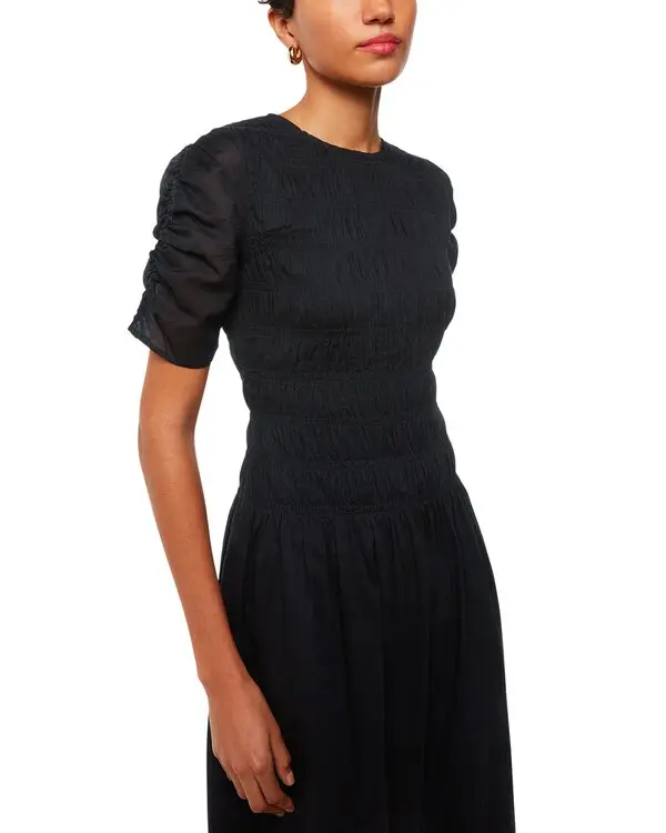 Whistles Avery Smocked Midi Dress - Black