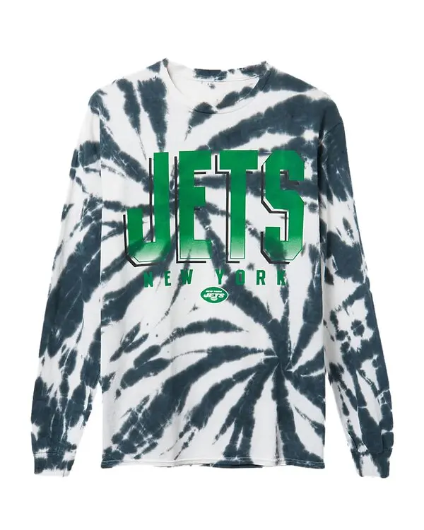 Junk Food Clothing Nfl New York Jets Tie Dye Long Sleeve - True Black Tie-dye