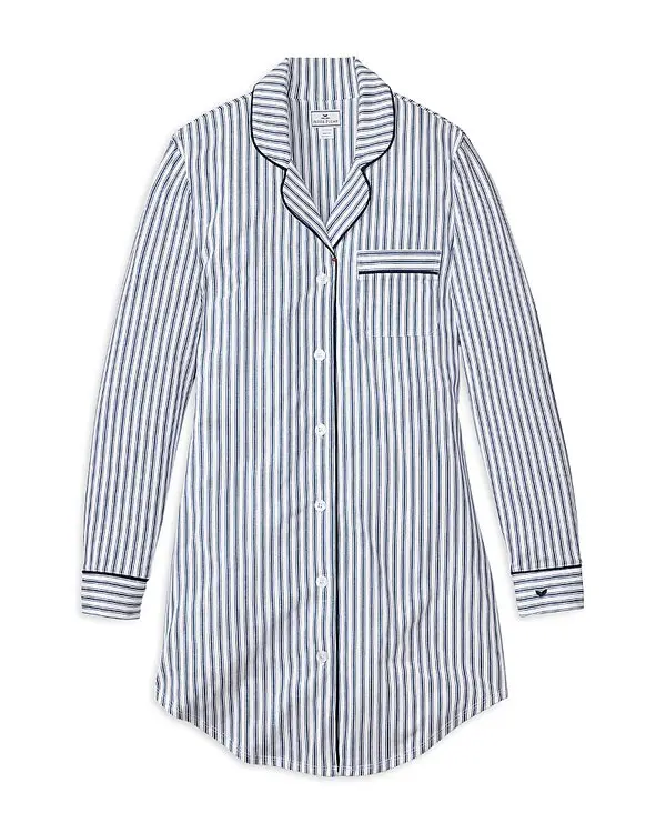 PETITE PLUME French Ticking Pima Nightshirt - Navy