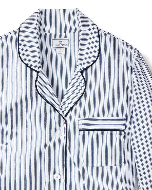 PETITE PLUME French Ticking Pima Nightshirt - Navy