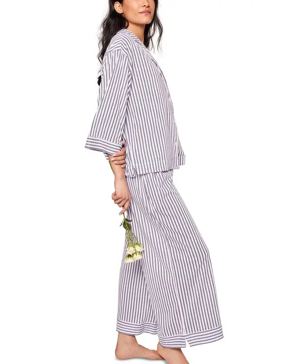 PETITE PLUME French Ticking Wide Leg Pajama Set