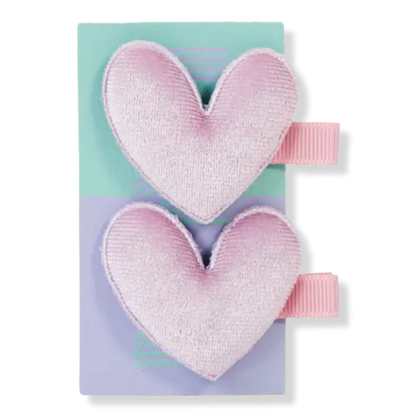 LOCKS & MANE The Izzy Velvet Heart Barrette Set - One-color