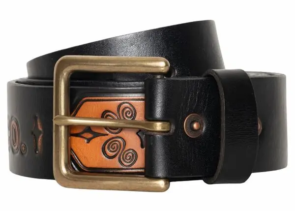 StÜssy X Levi's Embossed Leather Belt - Black