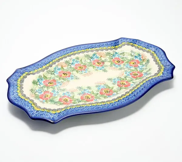 LIDIA'S POLISH POTTERY Hand Painted Medium Cezar Platter - One-color