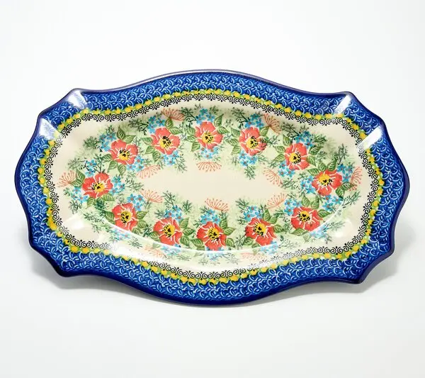LIDIA'S POLISH POTTERY Hand Painted Medium Cezar Platter