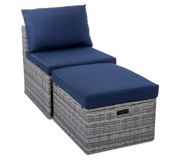 BACKYARD EXPRESSIONS 2 Pc. Outdoor Wicker Chair Set W/ Ottoman - One-color