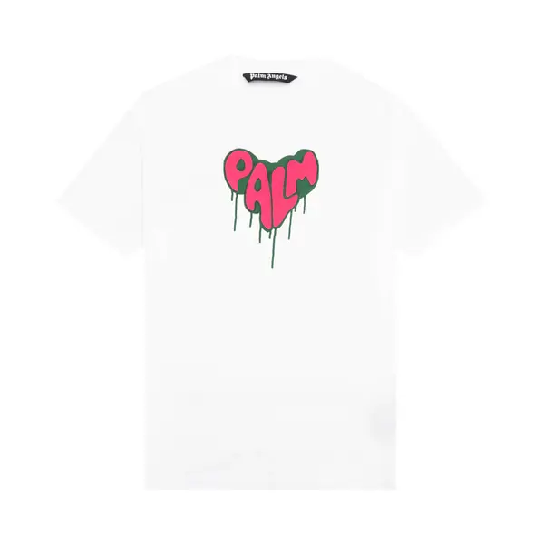 Palm Angels Spray Heart Classic Tee /fuchsia - White