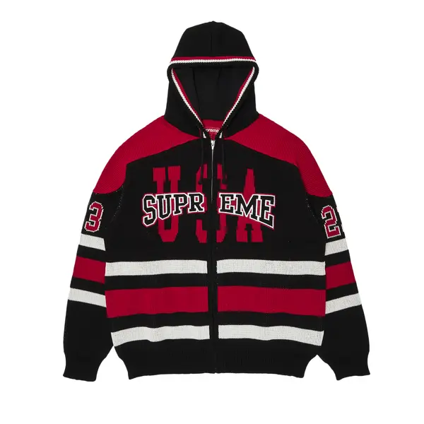 Supreme Usa Zip Up Hooded Sweater - Black