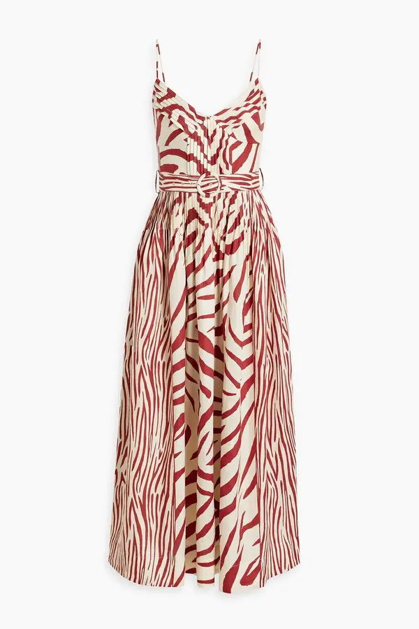 NICHOLAS Belted Pintucked Linen Maxi Dress