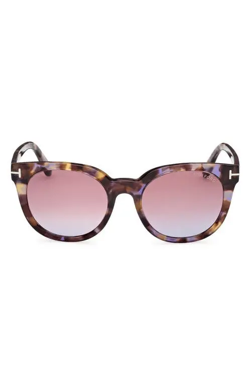 TOM FORD 53mm Butterfly Sunglasses - Violet Havana /t Logo