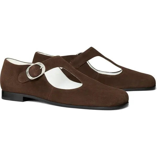Tory Burch Violet T-strap Flat - Dark Cocoa